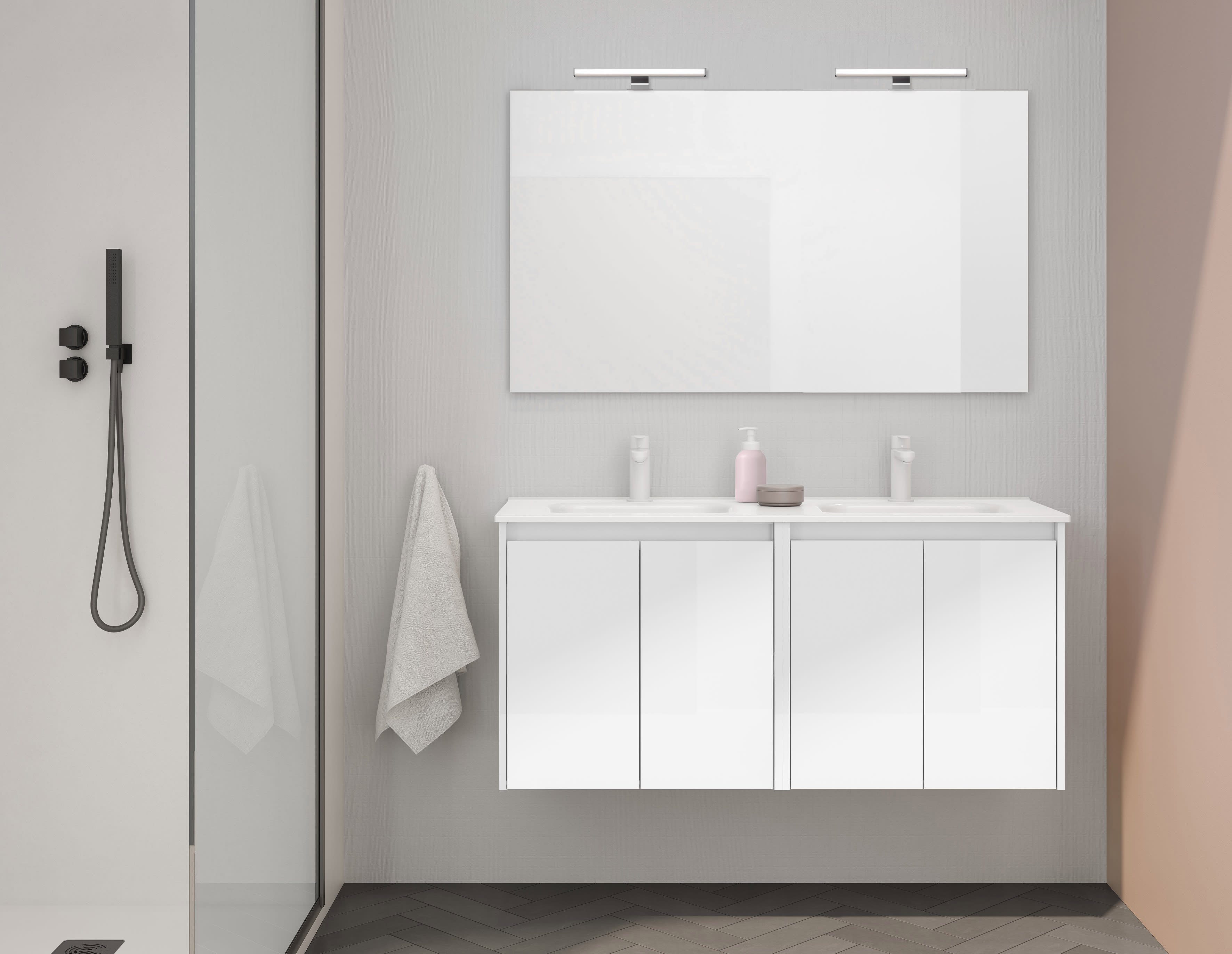 Mueble de baño con lavabo cerámico Sansa de 120 cm y cuatro cajones [2026]