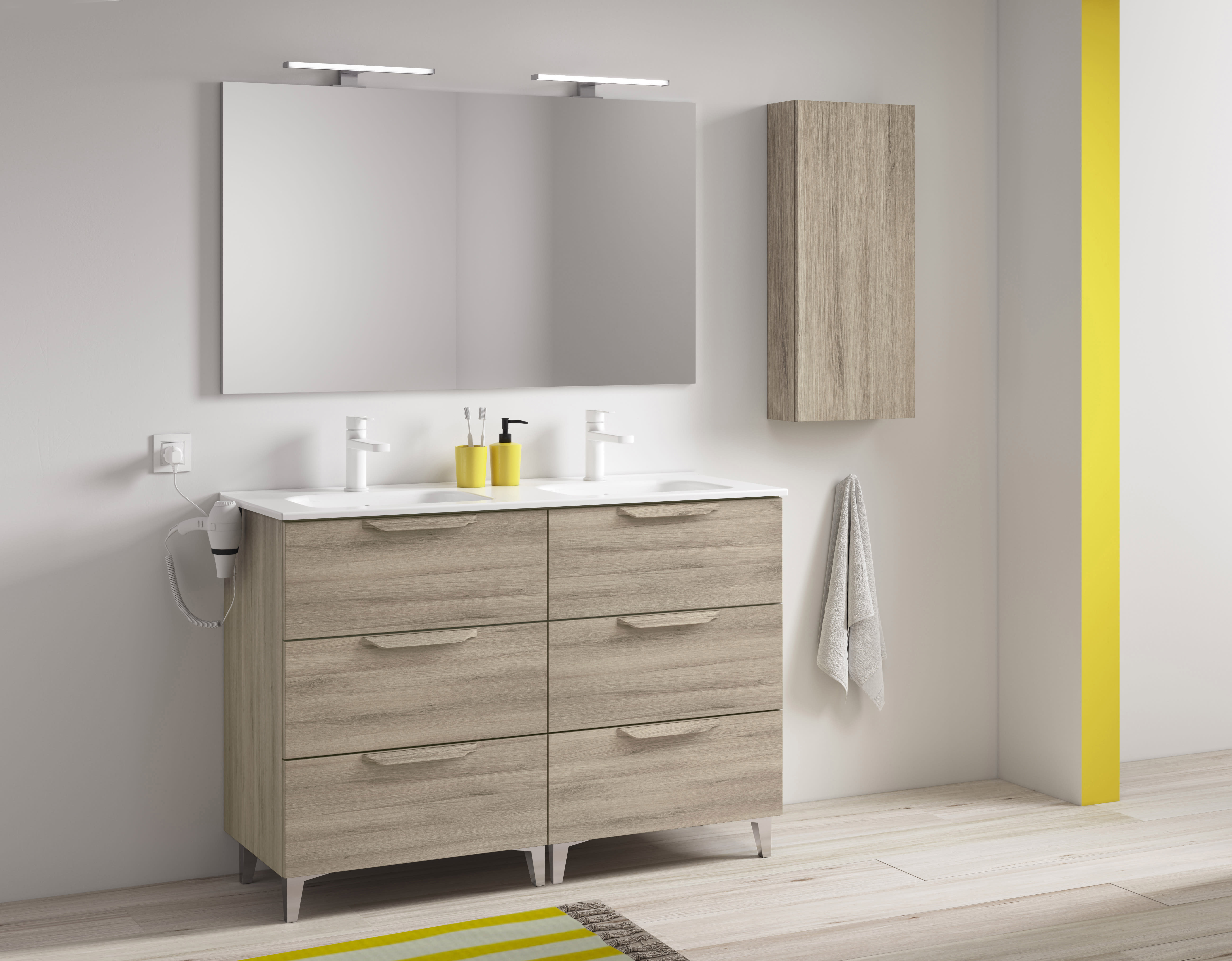 Conjunto mueble de baño Royo Group Urban con patas 6 cajones 120 cm ...