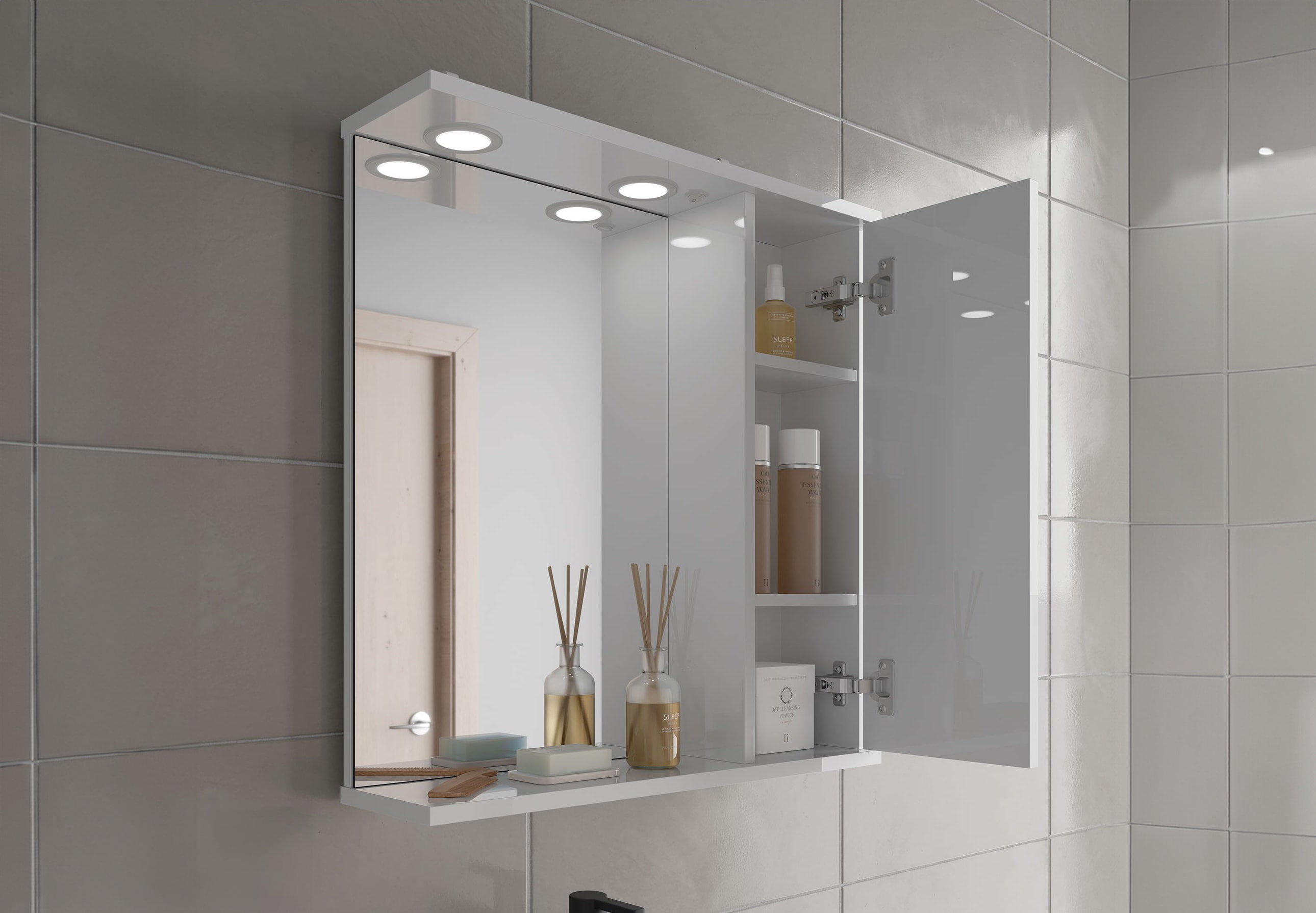 Armarios con espejo Salgar Loira 2 puertas 2 luces LED ...